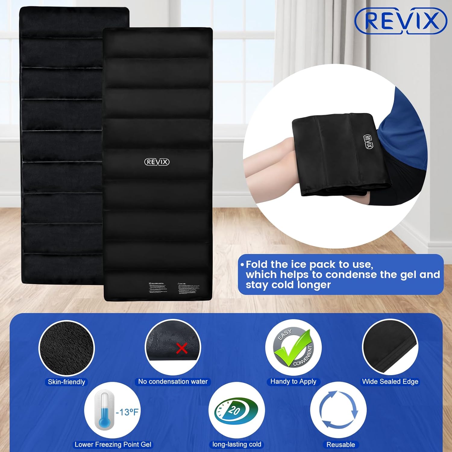 REVIX Full Body Ice Packs for Injuries Reusable Super Large Gel Ice Pa ...