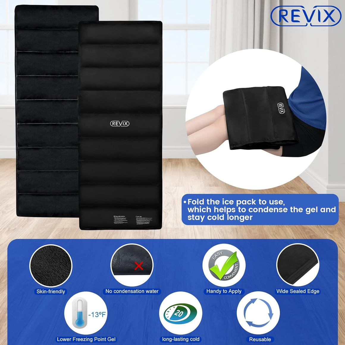 REVIX Full Body Ice Packs for Injuries Reusable Super Large Gel Ice Pa ...